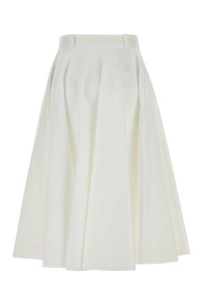 Prada Womens White Twill Skirt Bianco Exterior: Cotton Gonne