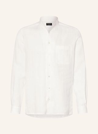 Ermenegildo Zegna Zegna Leinenhemd Comfort Fit Mit Stehkragen weiss