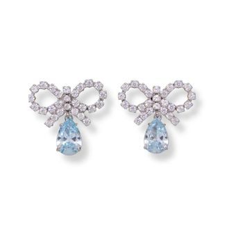 Self Portrait Ohrringe - Micro Bow Droplet Earrings With Crystal Accents - Gr. unisize - in Mehrfarbig - für Damen