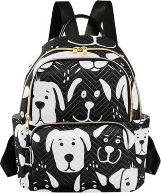 Mnsruu Mini sac à dos pour femme, noir, blanc, chien, animaux, petit sac à dos tendance, sac à dos décontracté, Multi510, M