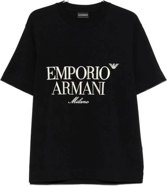 Emporio Armani Homme, Tops, Noir, Taille: XL T-shirt en jersey &eacute;pais avec broderie logo en relief