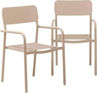 Made In Meubles Chaise de jardin en aluminium taupe Ka&iuml;a (lot de 2)