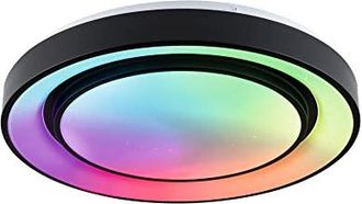 Paulmann 70545 LED Deckenleuchte Rainbow mit Regenbogeneffekt incl. 1x38,5 W dimmbar dynamicRGBW Farbsteuerung Schwarz, Wei&szlig; Kunststoff, Metall 3000 K
