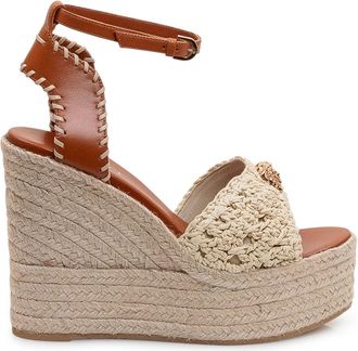 Versace Femme, Chaussures, Beige, Taille: 40 EU Escarpins compens&eacute;s espadrilles &agrave; plateforme en cuir 120