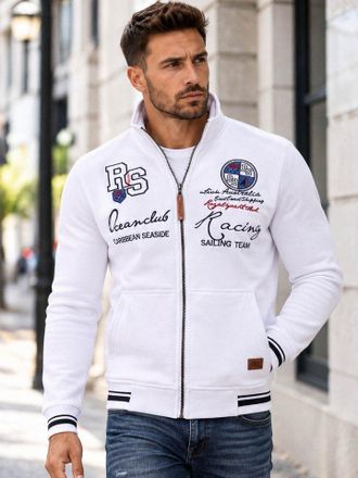Reslad Sweatjacke Reslad Sweatjacke Herren Stehkragen Stickerei RS-1290 (1-tlg) bestickter Pullover Rei&szlig;verschluss Sweater Hoodie Pulli Sweatshirt