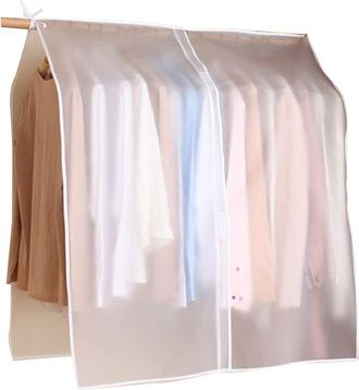 Generic Kleiderständer Abdeckungen, Durchscheinende Kleiderschutzhülle mit Riemen und Klettverschluss für Anzug, Mantel, Kleid und Kleiderschrank(110 * 120cm/