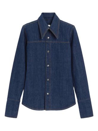 Ami chemisier &agrave; col asym&eacute;trique - Bleu