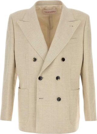 Valentino Garavani Homme, Costumes, Beige, Taille: L Blazer en m&eacute;lange de lin