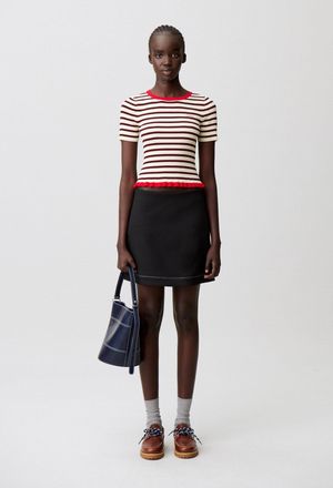 Claudie Pierlot Dreifarbig gestreiftes T-Shirt