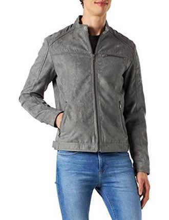 Jack & Jones Veste en cuir synth&eacute;tique pour homme, Gris, M
