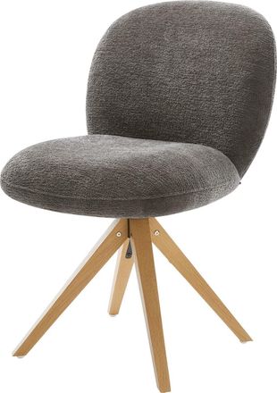 DELIFE Esszimmerstuhl Nube-Flex Holzgestell kantig Natur Boucl&eacute; Soft Schlamm 180&deg; drehbar Taschenfederkern