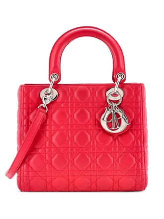 Dior sac &agrave; bandouli&egrave;re Lady Dior Cannage m&eacute;dium - Rose