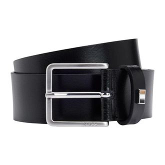 HUGO BOSS Homme, Accessoires, Noir, Taille: 85 CM Ceinture en cuir noir avec détail métallique