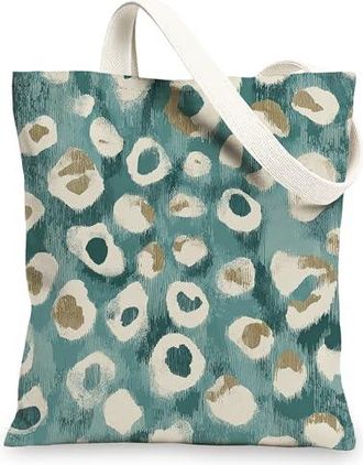 Generic Sacs fourre-tout en toile abstraite, sacs à provisions réutilisables, élégants et modernes, légers et lavables, bleu sarcelle, 13x15 Inch