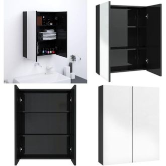 vidaXL Vidaxl - Bad-Spiegelschrank 60x15x75 cm mdf Gl&auml;nzendes Schwarz - Badezimmerspiegel - Spiegelschrank - Badm&ouml;bel - Aufbewahrung Im Badezimmer