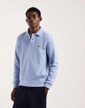 Lacoste Sweatshirt in Hellblau mit Polokragen