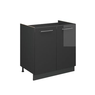 Vicco Meuble Bas sous-&eacute;vier Fame-Line, Anthracite Haute Brillance, 80cm, PT Anthracite