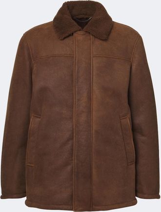 Canali Veste en cuir et shearling