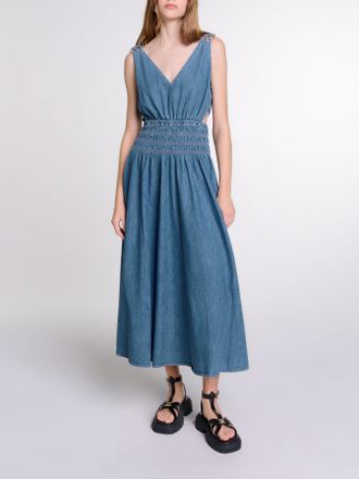 Maje Langes Jeanskleid Mit Cut-outs - Jeansblau - Gr&ouml;&szlig;e 36 - Maje