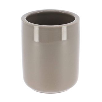 Tendance Dolomite LISO Runde Badewannen-Becher aus Dolomitte, Taupe, Ø8,3x10,7 cm