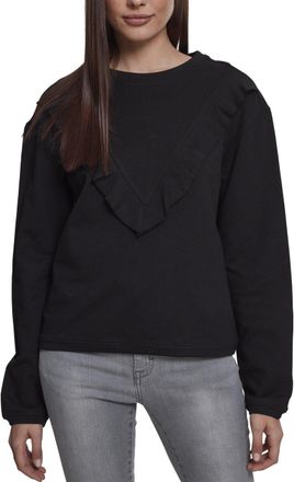 Urban Classics Damen Regular Fit Pullover Ladies Terry Volant Crew TB1966, Gr. X-Small (Herstellergr&ouml;&szlig;e: XS), Schwarz (Black 00007)
