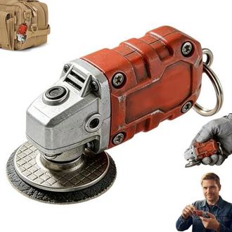Generic Porte-cl&eacute;s mini broyeur, mise &agrave; niveau 2026 2 en 1, outil de meulage r&eacute;aliste, porte-cl&eacute;s pendentif pour les amateurs doutils, accessoire de sac, Roug
