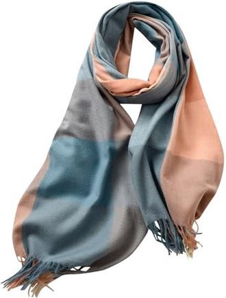 Generic &Eacute;charpe Longue &agrave; Carreaux pour Femmes - &Eacute;tole Chaud dautomne et Hiver en Tartan - Enveloppant &Eacute;pais (Blue, One Size)