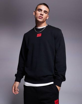 HUGO BOSS HUGO Red - Diragol - Sweatshirt in Schwarz mit Logo