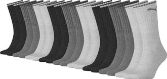 Puma Sportsocken Tennissocken Crew Socken Stripe Tennis Socken Unisex 9 Paar, Farbe:Anthracite / Grey, Socken & Str&uuml;mpfe:43-46