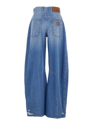 Dolce & Gabbana Womens Jeans Balloon Effect Blue Denim Cotton