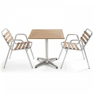 Oviala Ensemble jardin en bois et aluminium 2 personnes