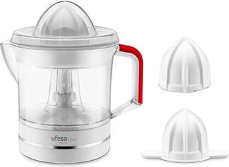 Ufesa Zest Elektrischer Entsafter, 25 W, 0,7 L Fassungsverm&ouml;gen, Edelstahlgeh&auml;use, 2 Kegel, bidirektionale Rotation, automatisches Einschalten, abnehmbare T
