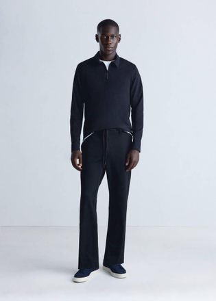 Mango Pull polo regular fit &agrave; zip Thermolite bleu marine - Homme - XXL - MANGO MAN