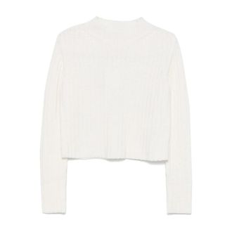 Max Mara Gerippter Strickpullover mit Stehkragen - - Knitwear - Damen - Wei&szlig; - M
