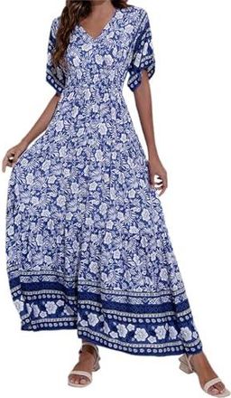 Generic Robes boh&egrave;me 2026 pour femmes - Tailles S &agrave; 4XL, bleu, 3XL