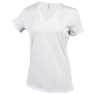 Kariban T-Shirt à Manches Courtes et col en V - Femme (M) (Blanc)