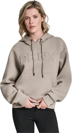 DKNY Dkny, Femme, Sweatshirts et sweats &agrave; capuche, Gris, Taille: 38 FR Logo Embossed Scuba Sweat &agrave; capuche
