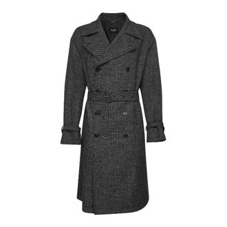 Dolce & Gabbana Grauer Wollmantel mit Doppelreihiger Knopfleiste - - Coats - Herren - Grau - L