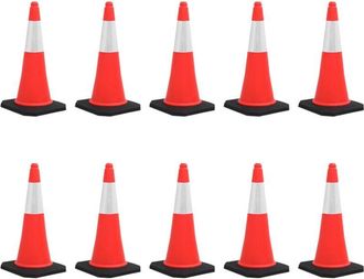 vidaXL Reflektierende Leitkegel mit schwerem Fu&szlig; 10 Stk. 75 cm - Vidaxl