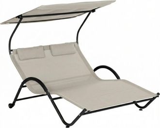 OUTSUNNY Bain de soleil - Polyester - 200x137x138cm - cr&egrave;me