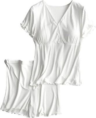 Generic Pyjama en Satin Doux et Confortable pour Femme - Ensemble Pyjama de maternit&eacute; pour Les m&egrave;res allaitantes - V&ecirc;tement de d&eacute;tente Post-Partum avec Soutie