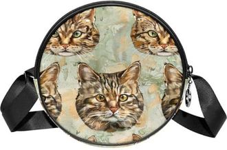 Generic Sac &agrave; bandouli&egrave;re Circle pour femme, petit sac &agrave; bandouli&egrave;re europ&eacute;en Wildcat avec fermeture &eacute;clair, bretelles r&eacute;glables, sac &agrave; main rond d&eacute;contract&eacute; 