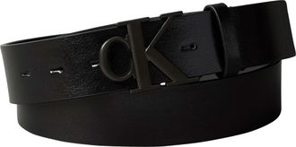 Calvin Klein Herren G&uuml;rtel Monogram Buckle 3,5 cm mit Monogramm-Schnalle, Schwarz (Black/Matte Black), 125 cm