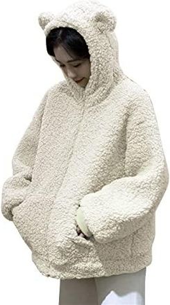 Generic Sweat &agrave; capuche doubl&eacute; en polaire pour femme - Doublure en laine - Ours avec oreilles - Tendance - Isolation avec capuche - Pour adolescentes - Solide