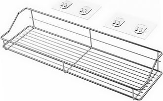 Artibetter Edelstahl Wandregal ohne Bohren Doppelschichtiges Aufbewahrungsregal f&uuml;r Bad und K&uuml;che Rostfrei Kratzfest Platzsparend f&uuml;r Shampoo Gew&uuml;rze Minimalisti