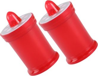 DOITOOL 2 Stück Flammenlose LED Kerzen Kleine Nachbildung Kerzenlicht Batteriebetrieben Rote Grabkerzen Für Friedhof Kirche Gebetslicht Außenbereich Deko