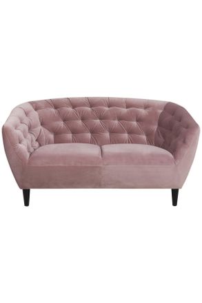 Ambia Home Chesterfield-Sofa, Rosa, Textil, Kautschukholz, massiv, 2-Sitzer, 150x78x84 cm, Wohnzimmer, Sofas & Couches, Sofas, Chesterfield Sofas