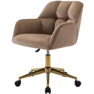 Vente-Unique Pascal Morabito - Chaise de bureau - Velours - Beige et dor&eacute; - Hauteur r&eacute;glable - pega de