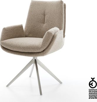 DELIFE Drehstuhl Clea-Flex Boucl&eacute; Schlamm Kreuzgestell breit Edelstahl 360&deg; drehbar Wippfunktion, Esszimmerst&uuml;hle