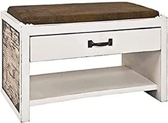 Haku M&ouml;bel Schuhbank Motiv, Vintage, MDF, Textilgewebe - Ma&szlig;e: B 72 cm x H 42 cm x T 38 cm, Style: Industrial